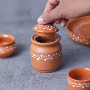 Ceramic Muggu Indian Pickle Jar, Achaar Jaadi, Small Ceramic Bharni for ...