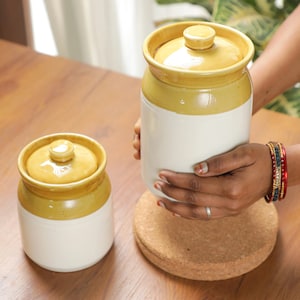 Ceramic Traditional Indian Pickle Jar, Handmade Achaar Barni, Kitchen ...