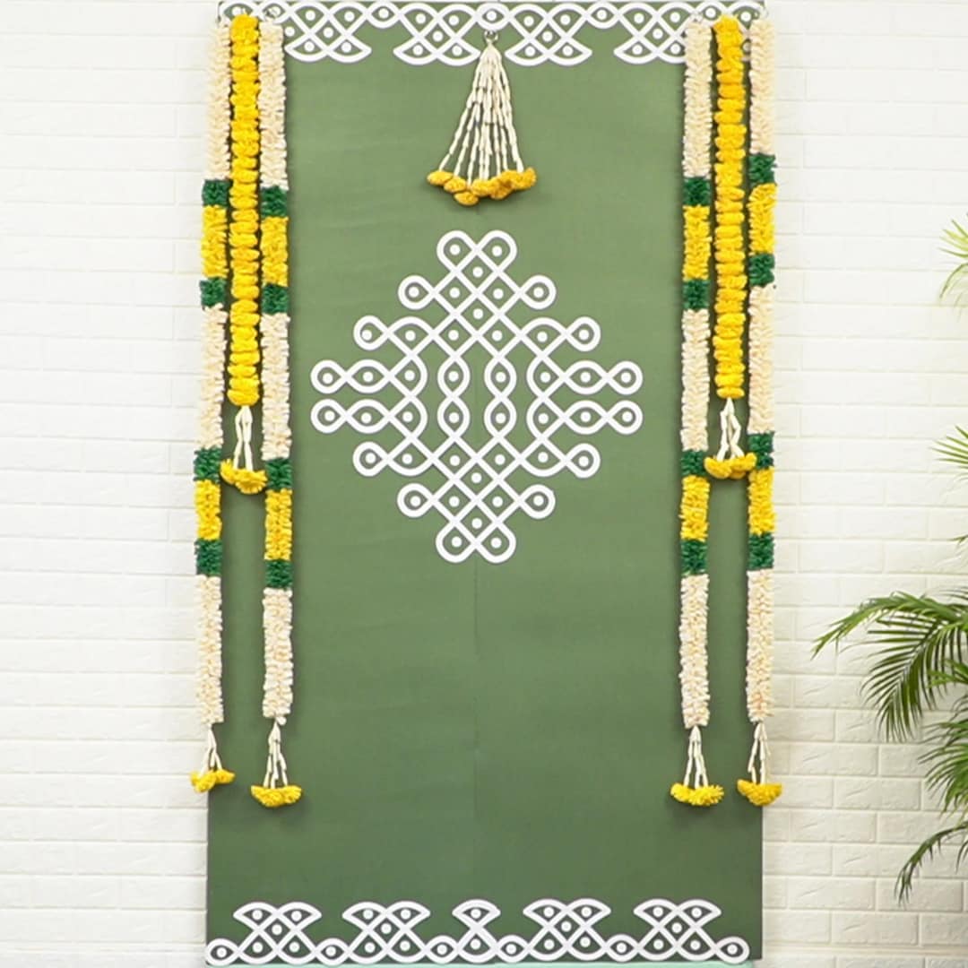 Kolam Backdrop, Pooja Backdrop Decoration, Muggu Indian Backdrop Kit ...