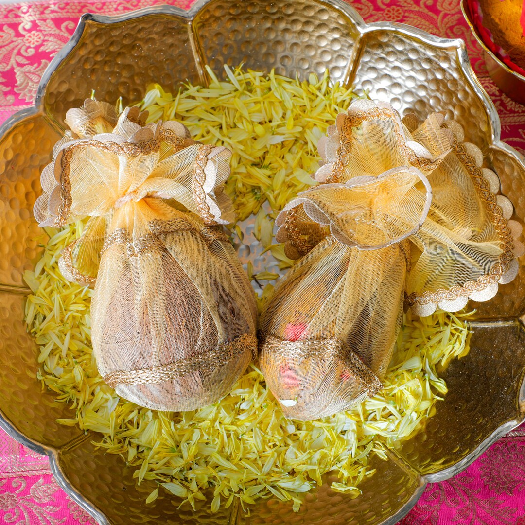 Golden Pooja Thali Cover, Coconut Covers, Religious Thali Covers ...
