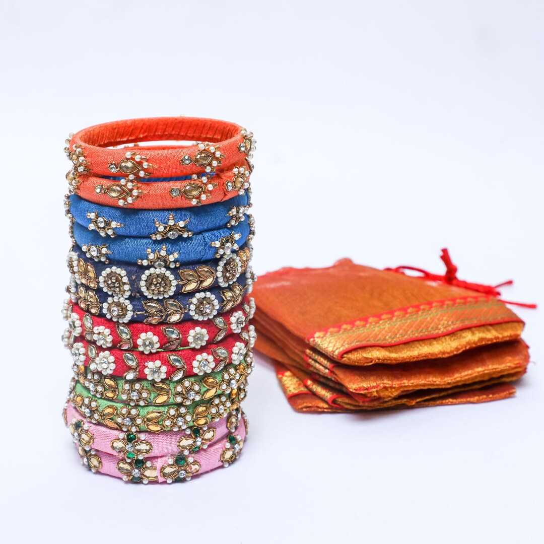 Bangles With Potli Bag, Varalakshmi Pooja Return Gift, Silk Thread ...