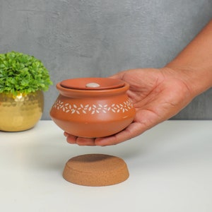 Ceramic Serving Bowl With Lid, Handmade Indian Pottery Handi, Curd Pot ...