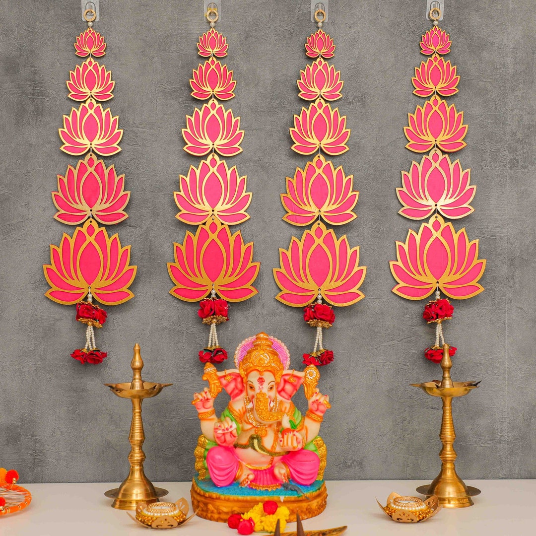 Lotus Hanging for Home Decor, Lotus Backdrop Hanging, Pooja Mandir ...
