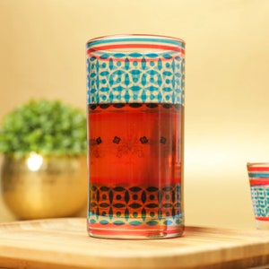 Indian Hand Painted Glass Tumbler, Floral Glassware, Wine Glasses ...