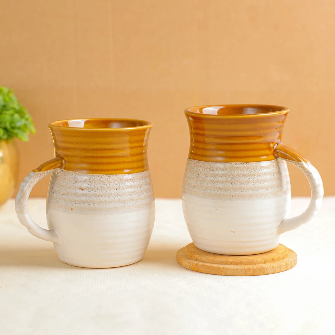 Ceramic Glazed Tea Coffee Cups, Indian Handpainted Coffee Mugs, Desi ...