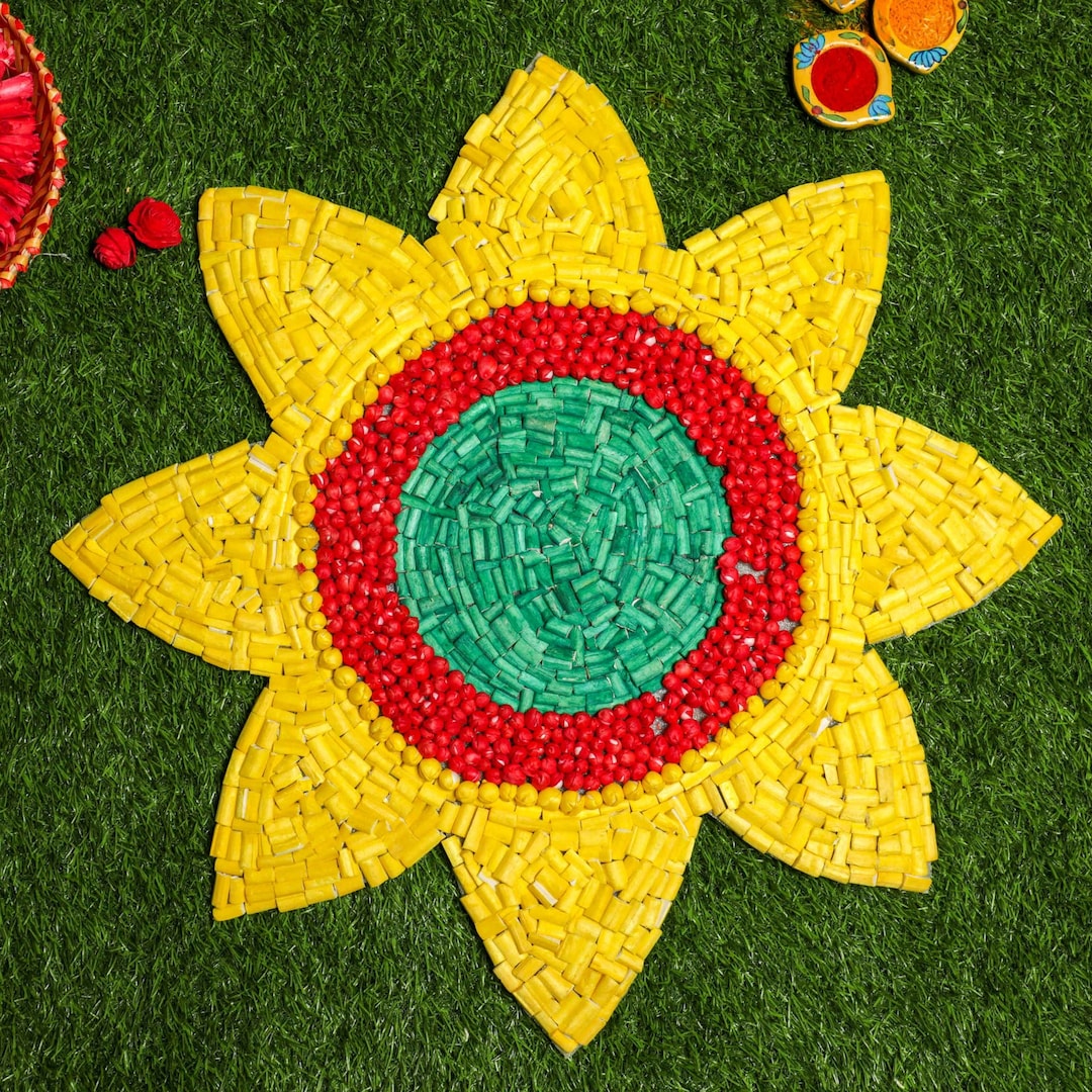 Rangoli Flower Mat, Rangoli for Diwali Decoration, Diwali Decoration ...