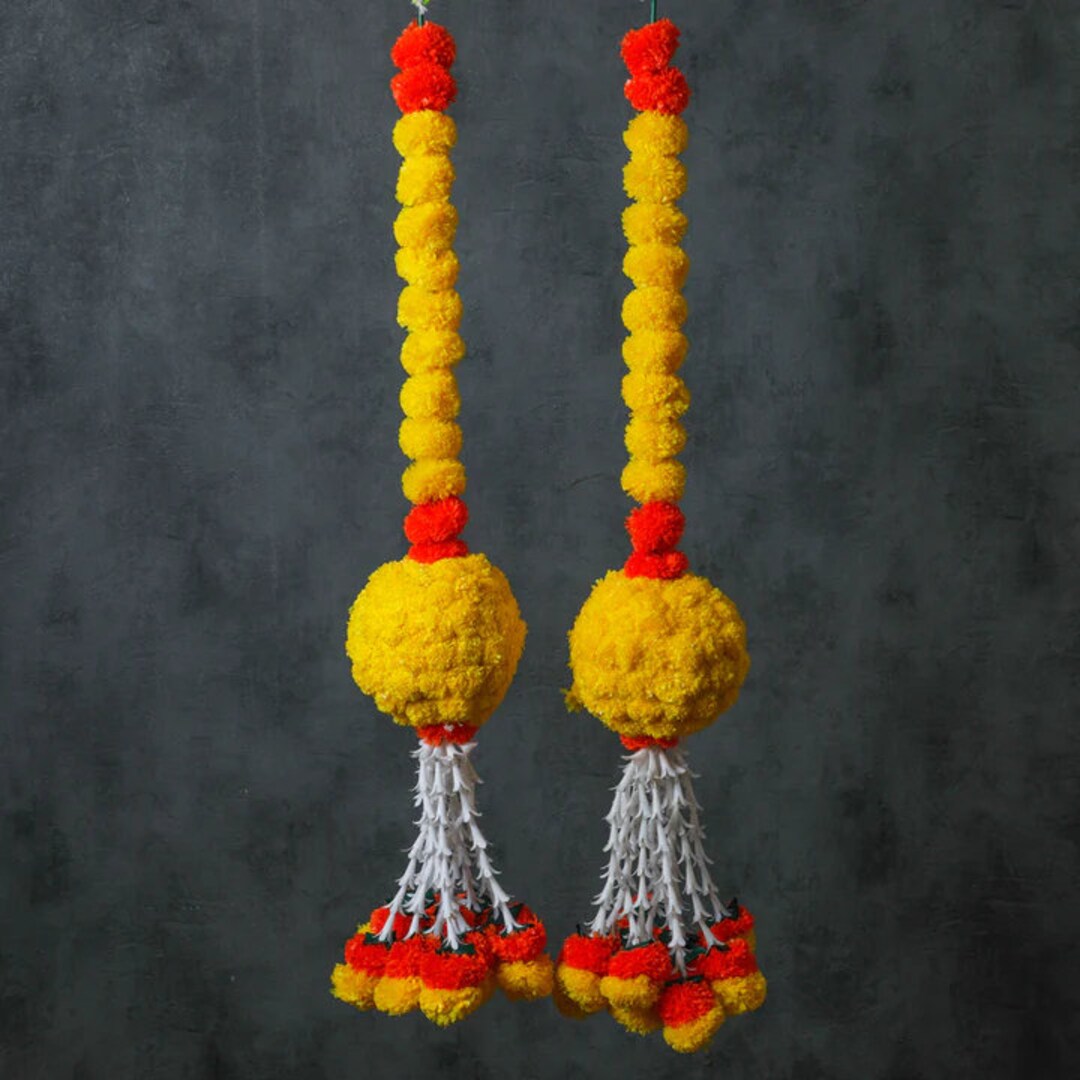 Marigold Garland, Indian Wedding Decor, Indian Garland, Pooja Backdrop ...
