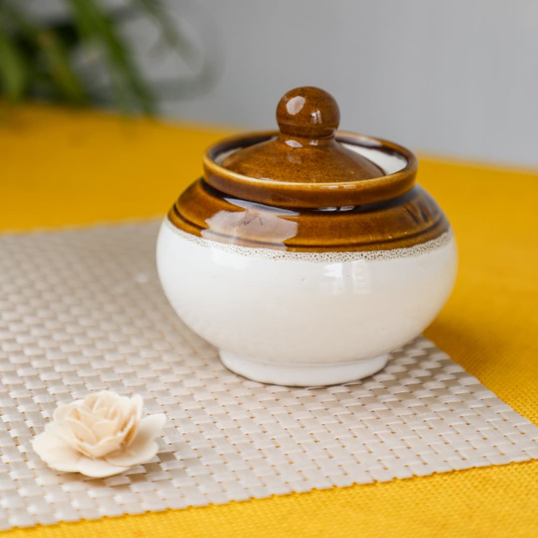Ceramic Round Indian Pickle Jar for Dining Table, Handmade Old ...