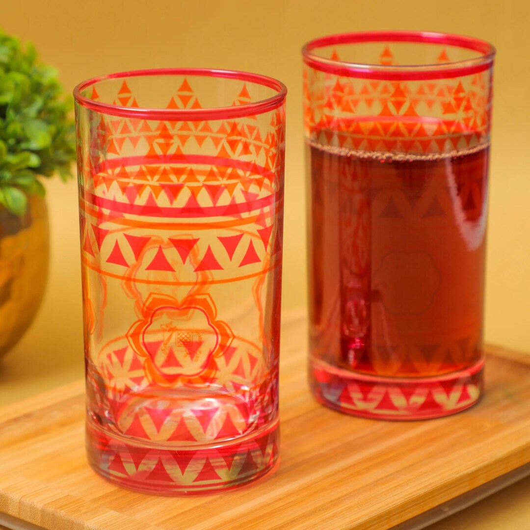 Indian Cow Hand Painted Glass Tumbler, Desi Glassware, Wine Glass ...