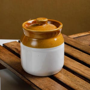 Ceramic Muggu Indian Pickle Jar, Achaar Jaadi, Small Ceramic Bharni for ...