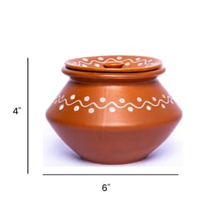 Indian Ceramic Serving Bowl With Lid, Muggu Printed Serveware, Earthen ...