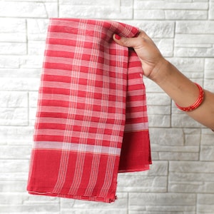 Red Cotton Gamcha for Wedding Pooja, Handloom Khadi Cotton Indian Bath ...