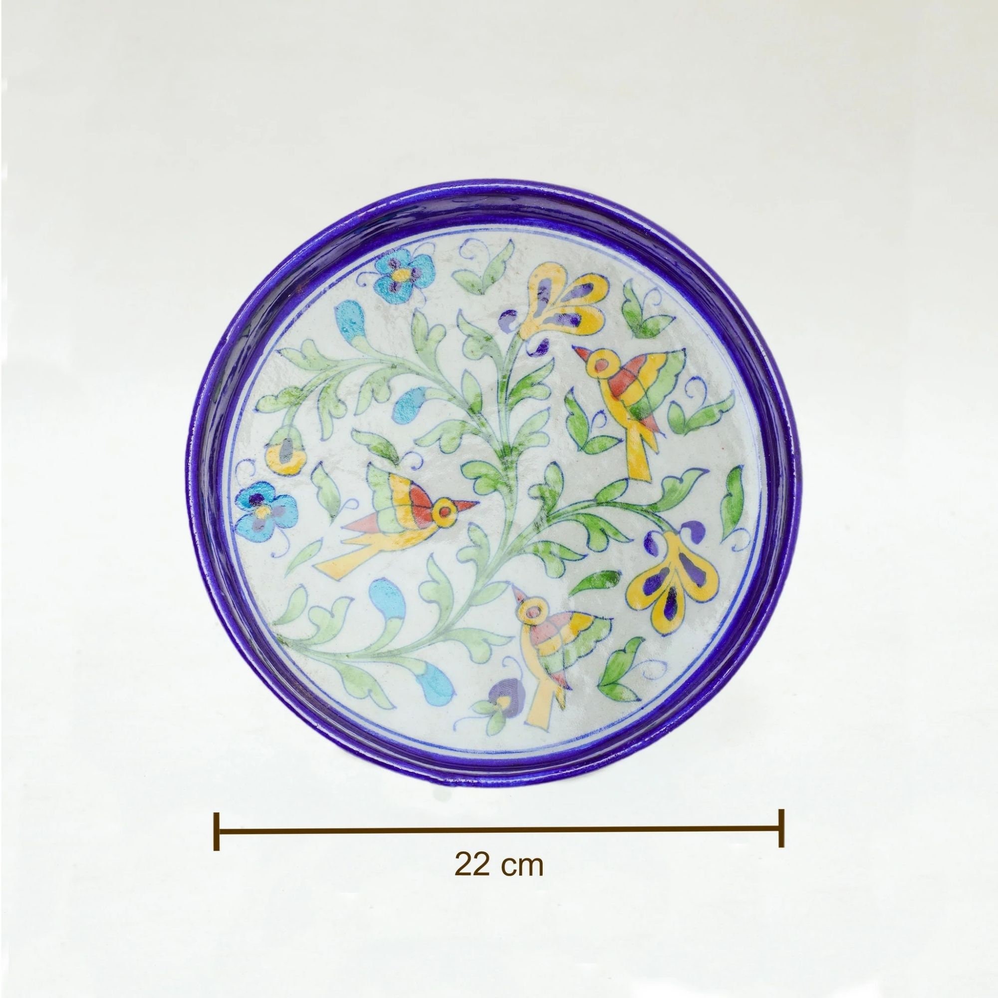 Handmade Round Ceramic Tray, Indian Serving Plates, Floral Hand Painted ...