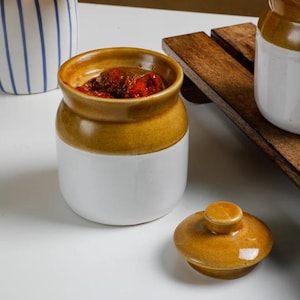 Ceramic Muggu Indian Pickle Jar, Achaar Jaadi, Small Ceramic Bharni for ...