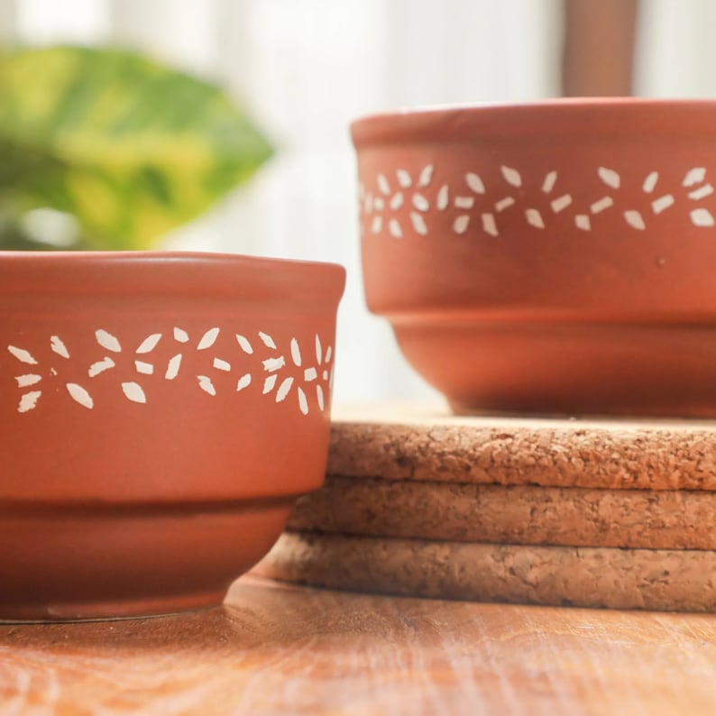 Ceramic Soup Bowl Indian Pottery Bowls Hand Painted Earthen - Etsy