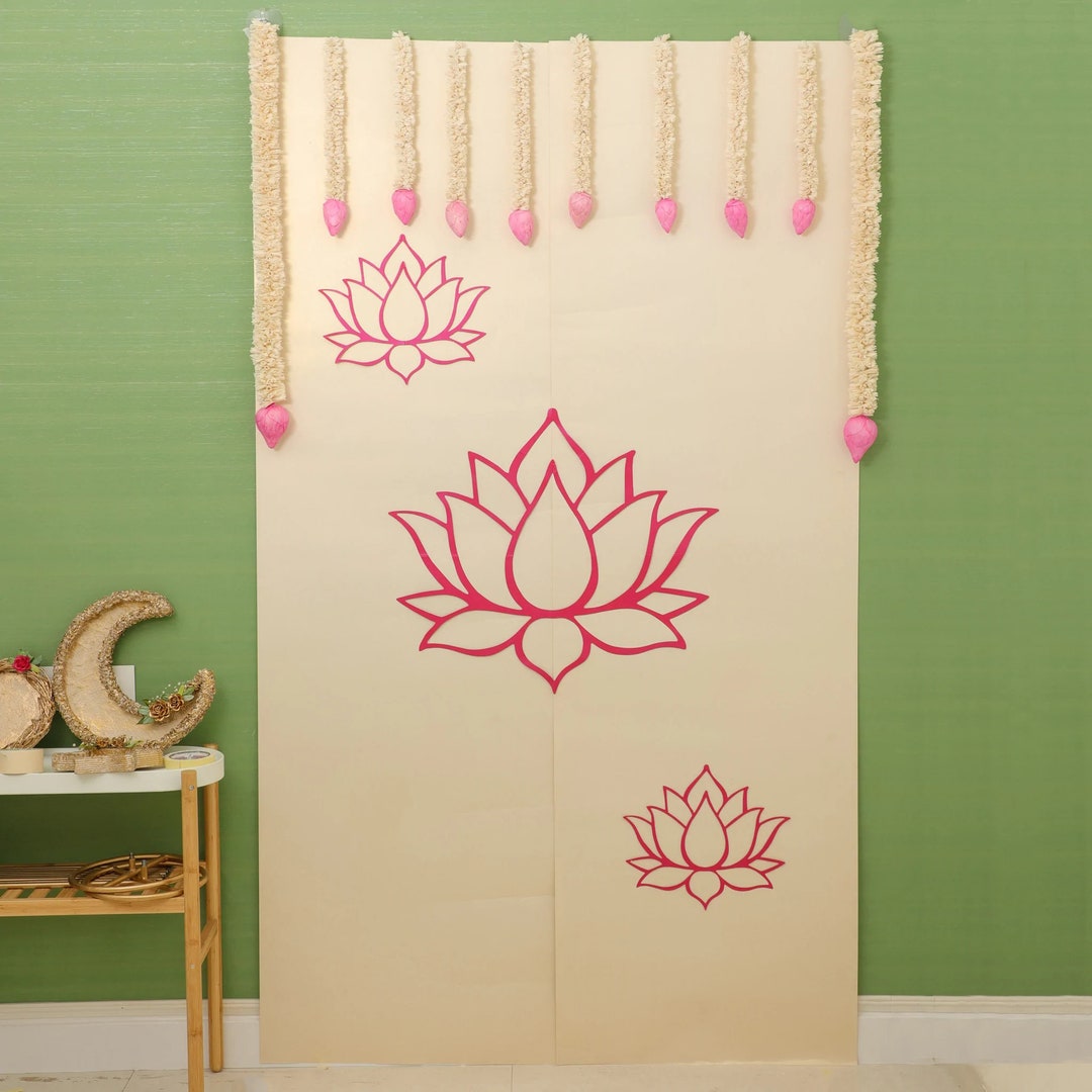 Lotus Backdrop for Indian Pooja Decoration, Housewarming Backdrop ...