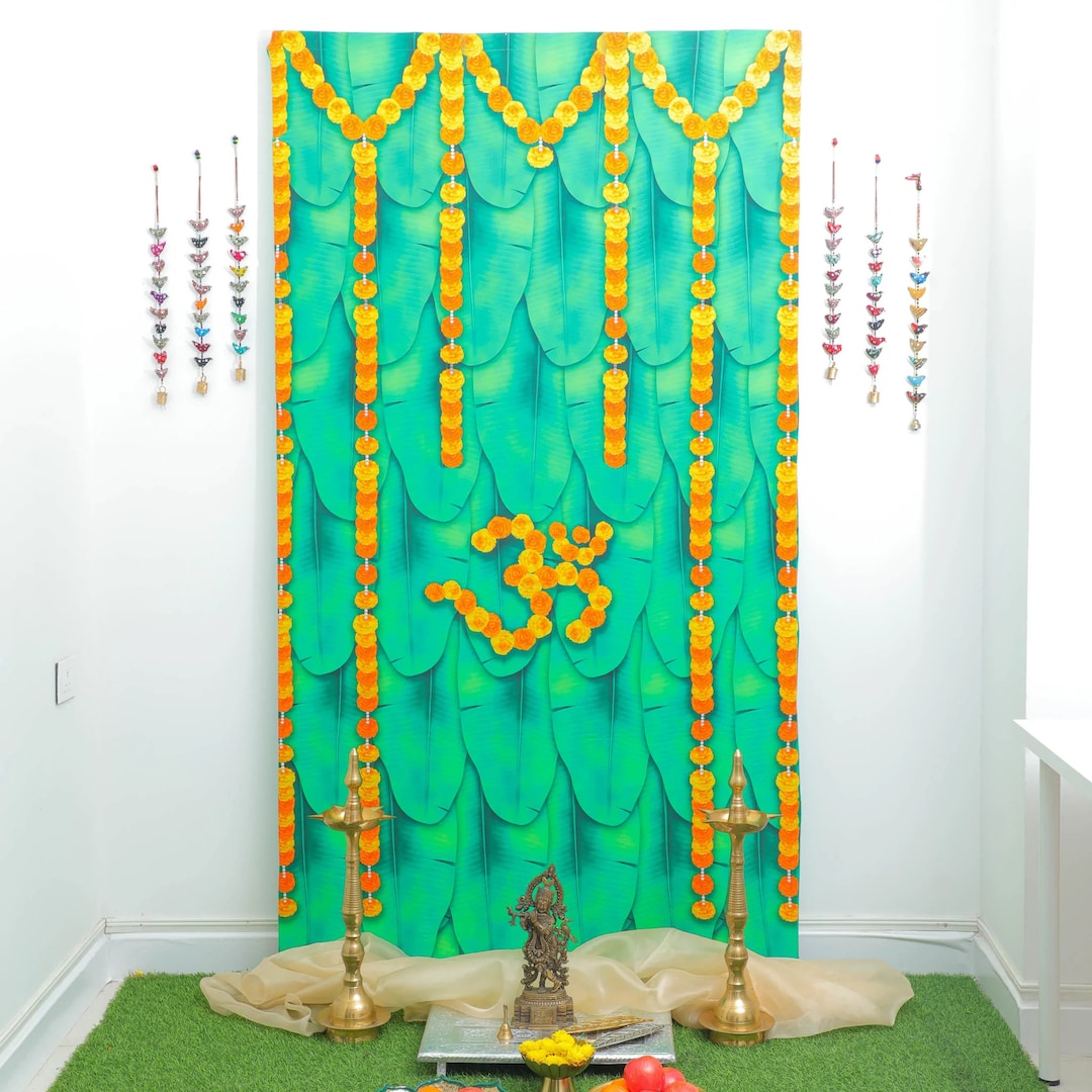 Banana Leaf Backdrop Cloth, Indian Backdrop, Diwali Decoration ...