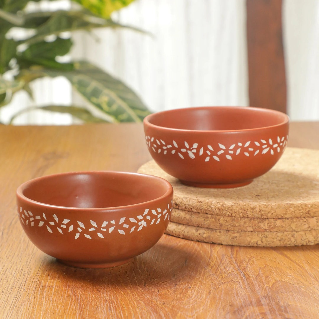 Ceramic Dessert Bowls, Indian Handmade Pottery Sweet Bowls, Serving ...