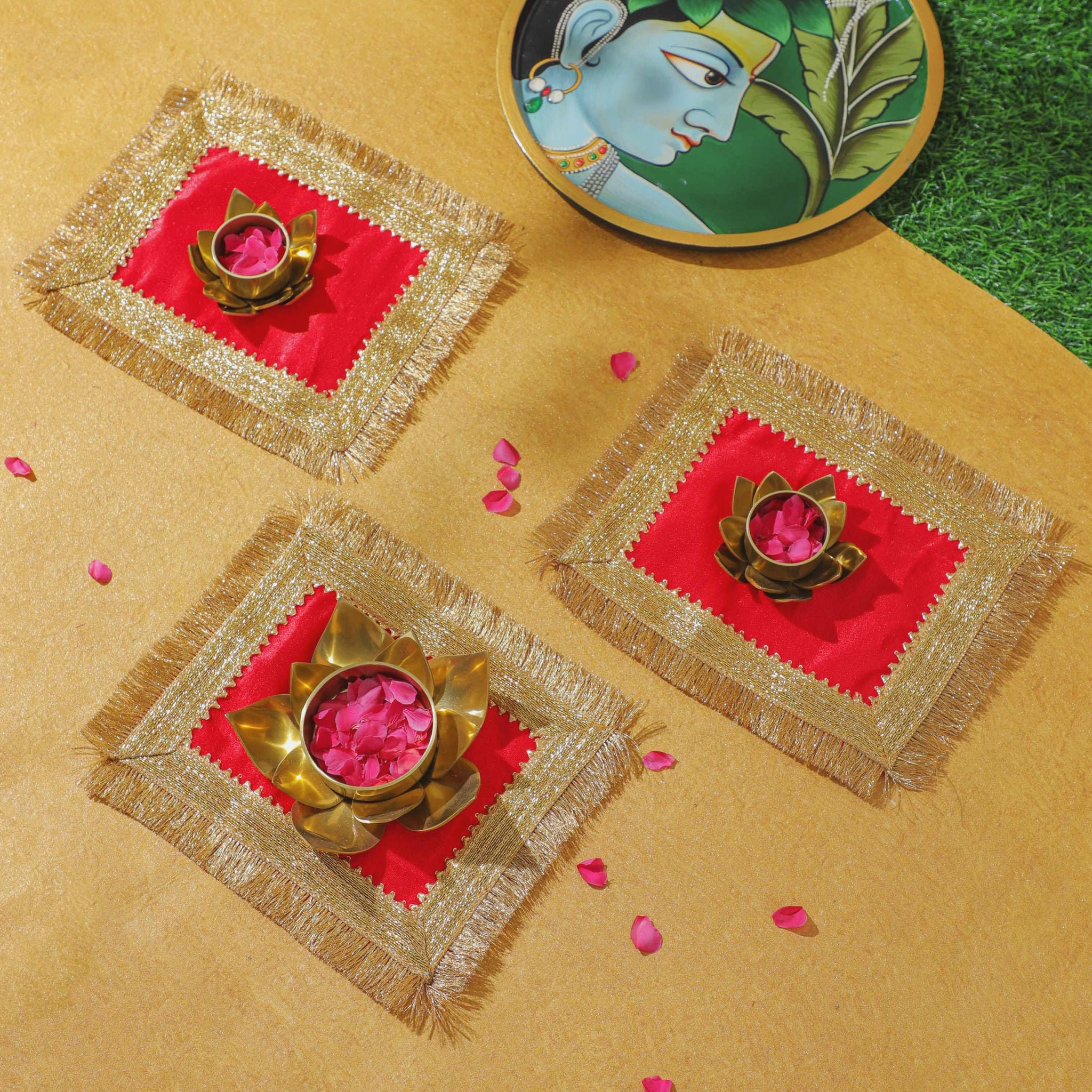 Pooja Aasan Mat, Aasan for God, Ganesh, Pooja Mandir Decor, Mata Ki ...