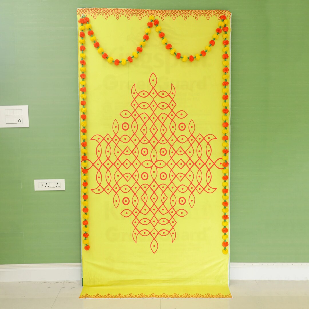 Rangoli Backdrop Cloth, Kolam Backdrop,pooja Backdrop, Cloth Backdrop ...