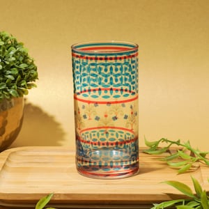 Indian Hand Painted Glass Tumbler, Floral Glassware, Wine Glasses ...
