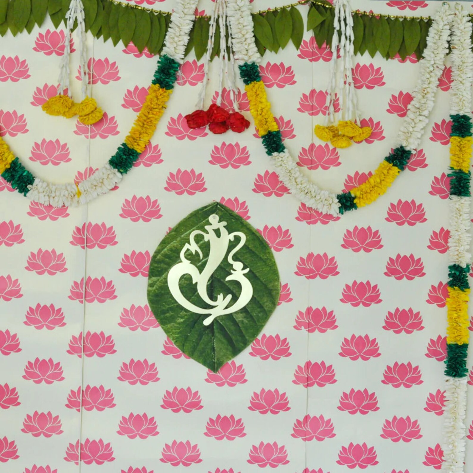 Hot Pink With Gold Lotus Printed Paper Backdrop Kit Indian - Etsy