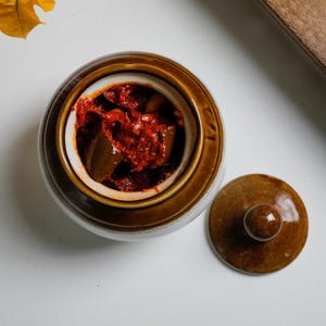 Old Fashioned Round Ceramic Pickle Jar, Achaar Barni for Dining Table ...