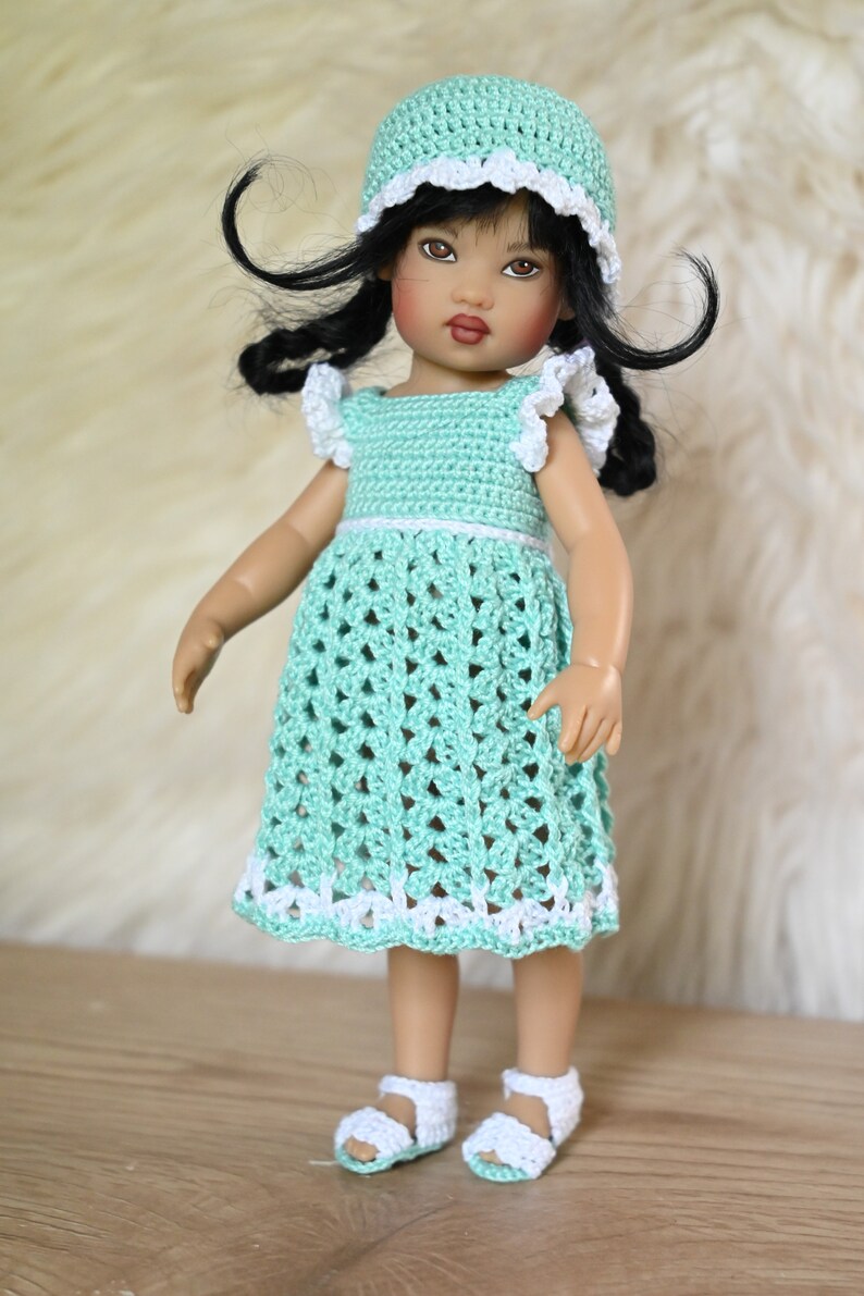 Crochet Dress Set to Fit 7" Riley Kish Dolls Green & White - Etsy