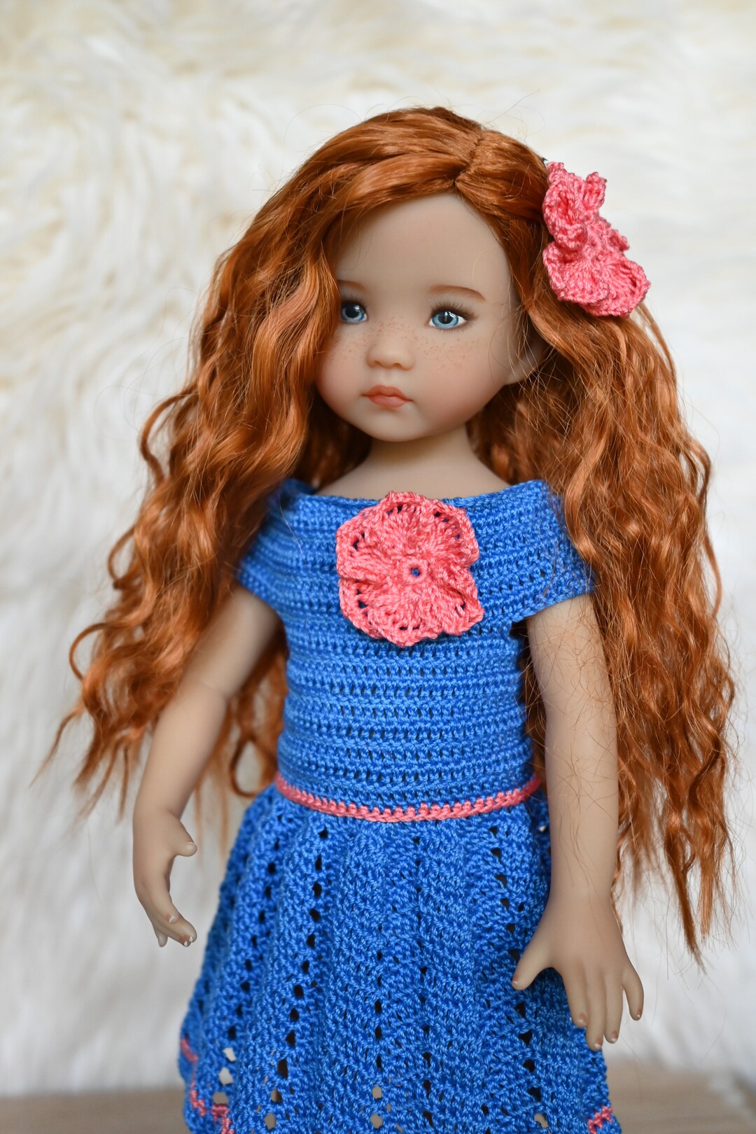 Little Darlings Dianna Effner Crochet Dress Set for 13" Dolls Blue - Etsy