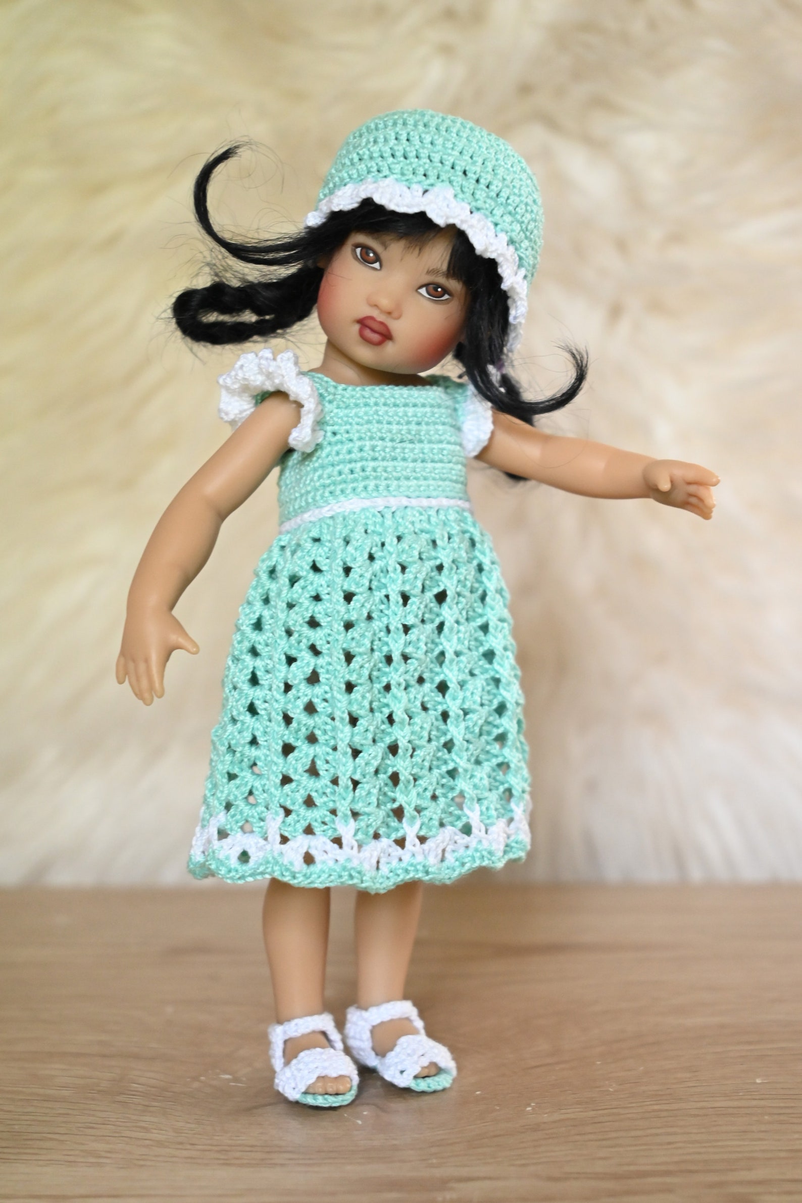 Crochet Dress Set to Fit 7" Riley Kish Dolls Green & White - Etsy