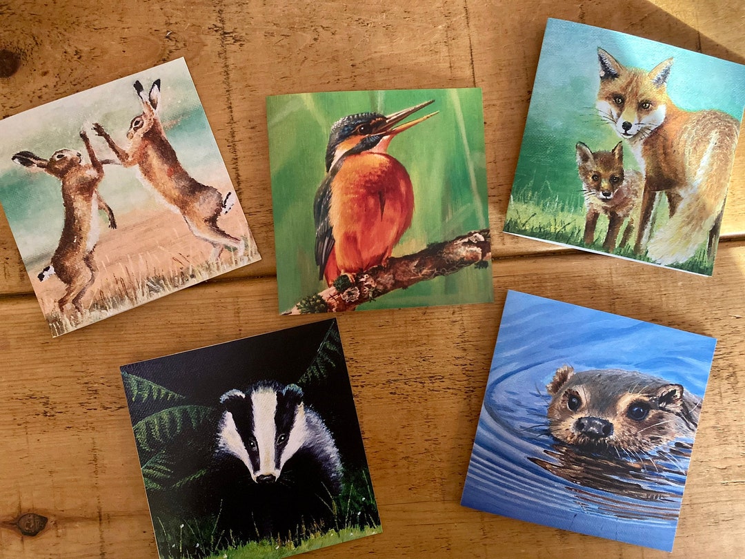 Set 2 of Wildlife Greetings Cards Blank Wildlife Cards, Created From ...