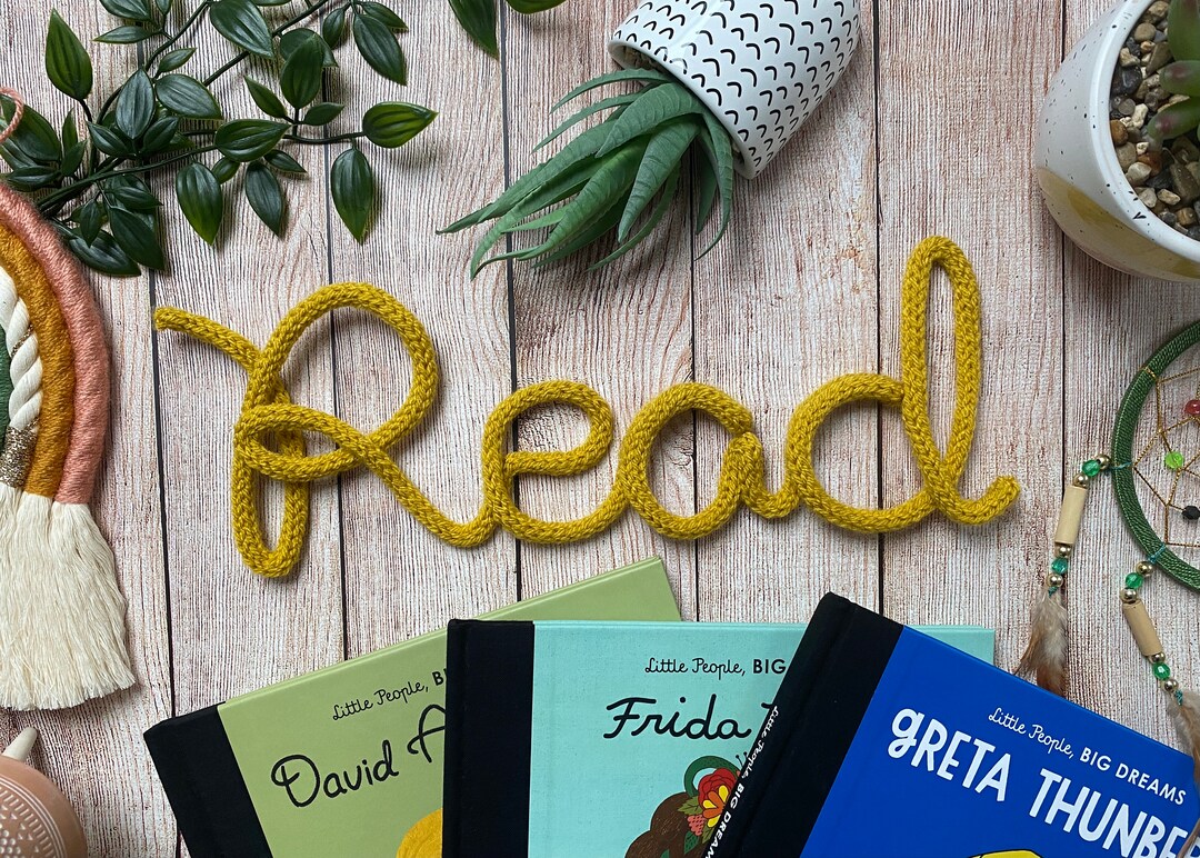 Read Sign Knitted Wire Word Sign Wall Decor Scandi Room Decor Reading ...