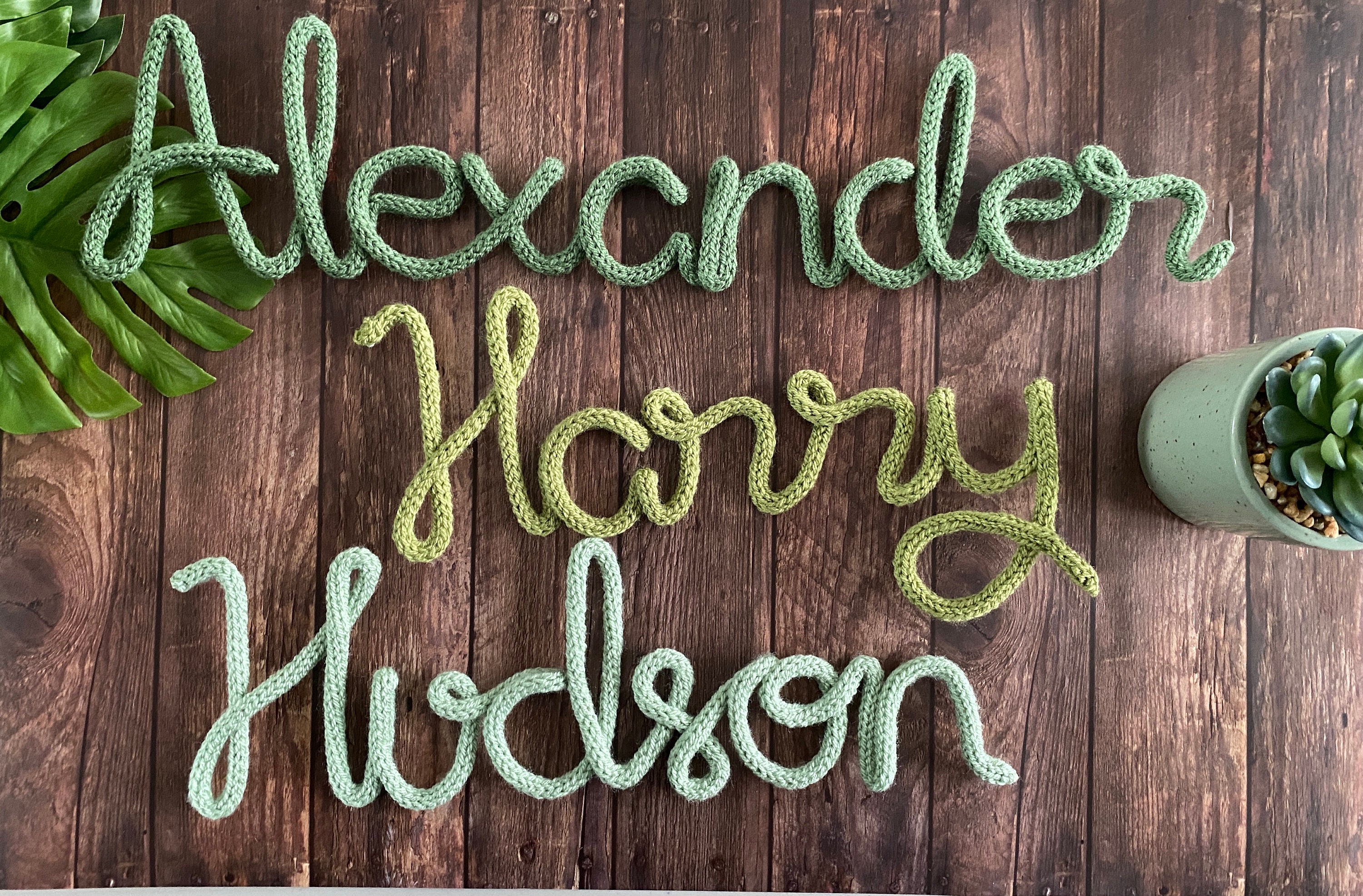 Personalised knitted wire name sign wire word sign nursery | Etsy