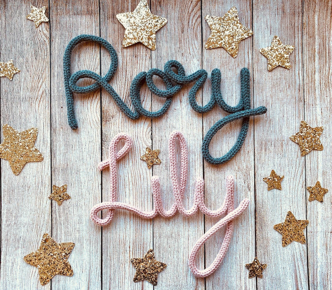 Knitted Name Sign - Personalised Wire Words - Kids Room Sign - Name ...