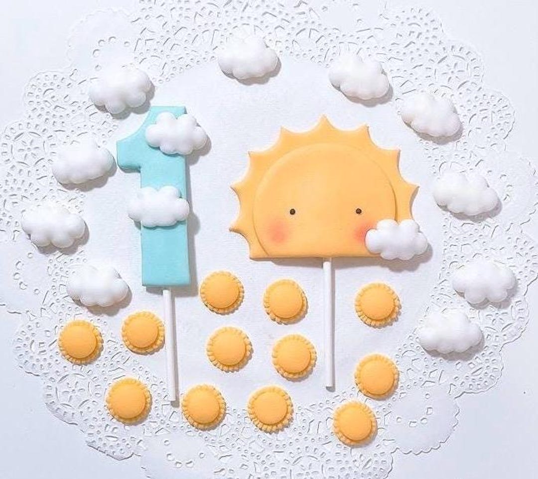 Sun Cake Topper, Cloud,sunshine Fondant Cake Topper,sun, Age ,cupcakes ...