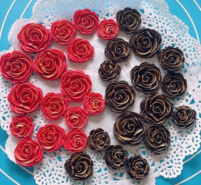 Rose Flower Cake Topper With Glitter/ Rose Cake Topper/ Rose - Etsy