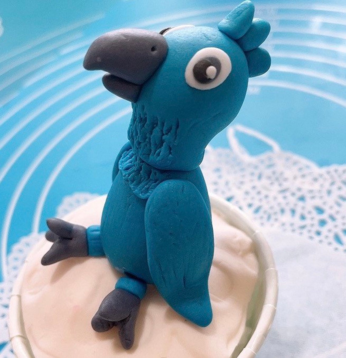 Fondant Bird Cake Topper/ Parrot Wedding Cake Topper / Blue - Etsy