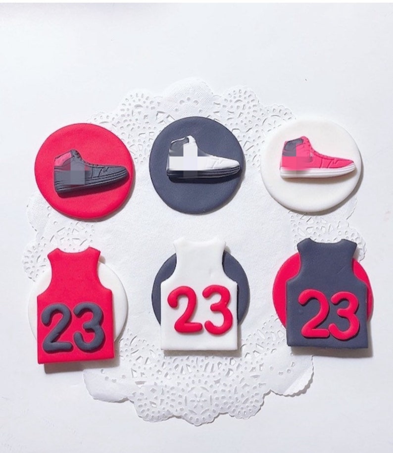 Fondant Sneaker & Jersey Cake Toppers: Edible Shoe Cupcake Decorations ...