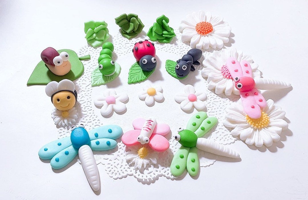 Fondant Bug Insect Theme Cake Topper Ladybug,dragonfly,bee,butterfly ...