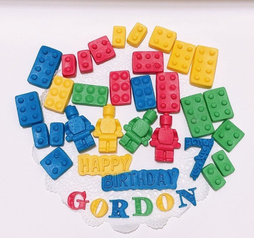 Fondant Building Blocks Cake Topper,bricks Cake Decoration,building ...