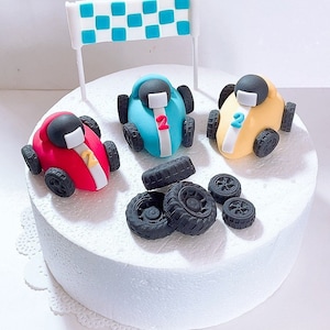 Fondant Car Cake Topper,race Car Cake Topper, Tires Cake Topper. Flag ...
