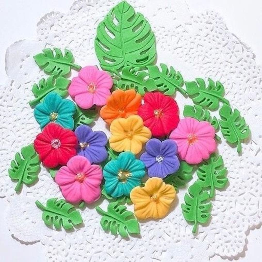 Fondant Hibiscus Flower, Tropical, Poppy Flower Cake Topper, Cake ...