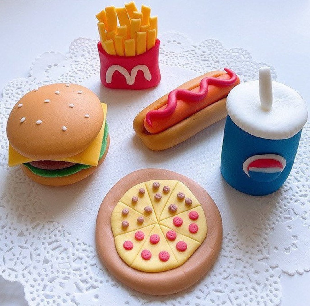 Fondant Fast Food Cake Topper: Burger, Fries, Pizza - Etsy