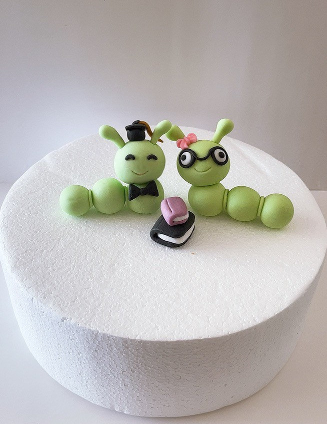 Fondant Bookworm Cake Topper/ Graduate Cake Topper / Worm Cake - Etsy UK