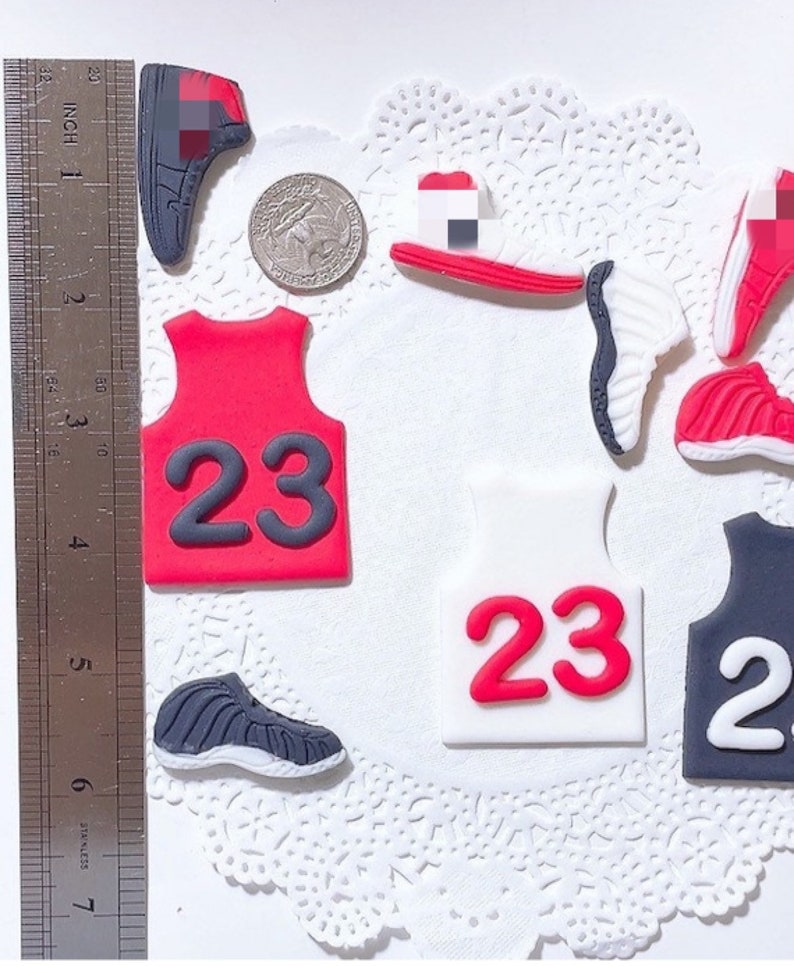 Fondant Sneaker & Jersey Cake Toppers: Edible Shoe Cupcake Decorations ...