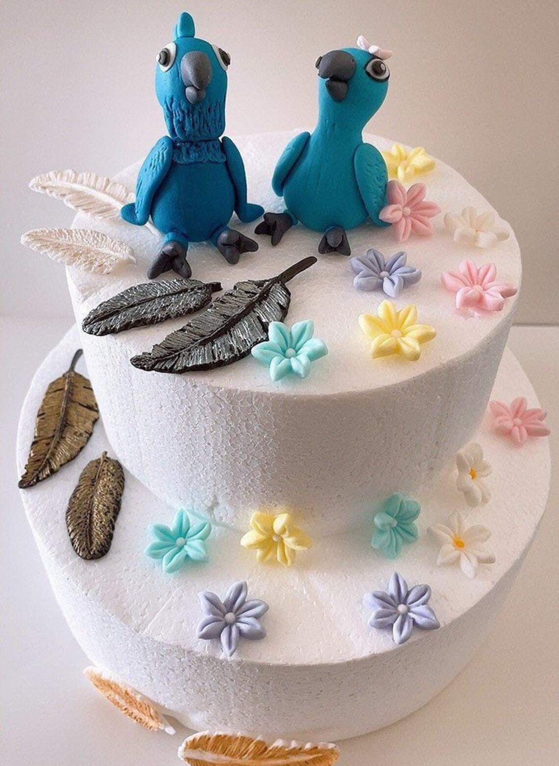 Fondant Bird Cake Topper/ Parrot Wedding Cake Topper / Blue - Etsy