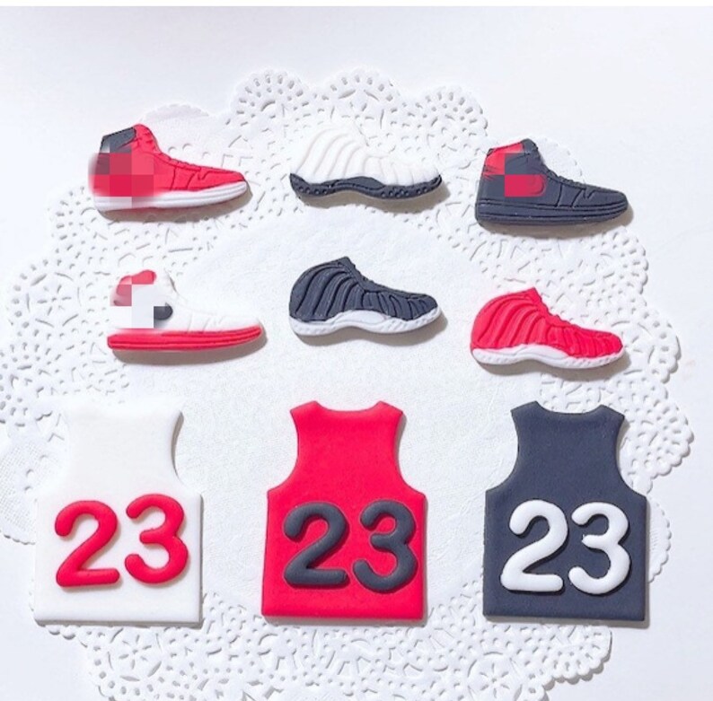 Fondant Sneaker & Jersey Cake Toppers: Edible Shoe Cupcake Decorations ...
