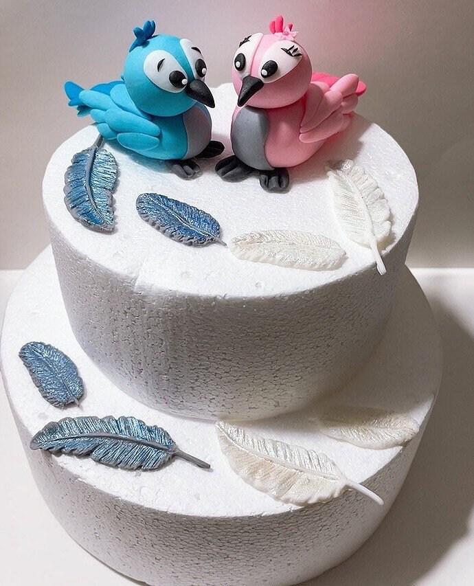 Fondant Bird Cake Topper: Feather Wedding Cake Decoration - Etsy