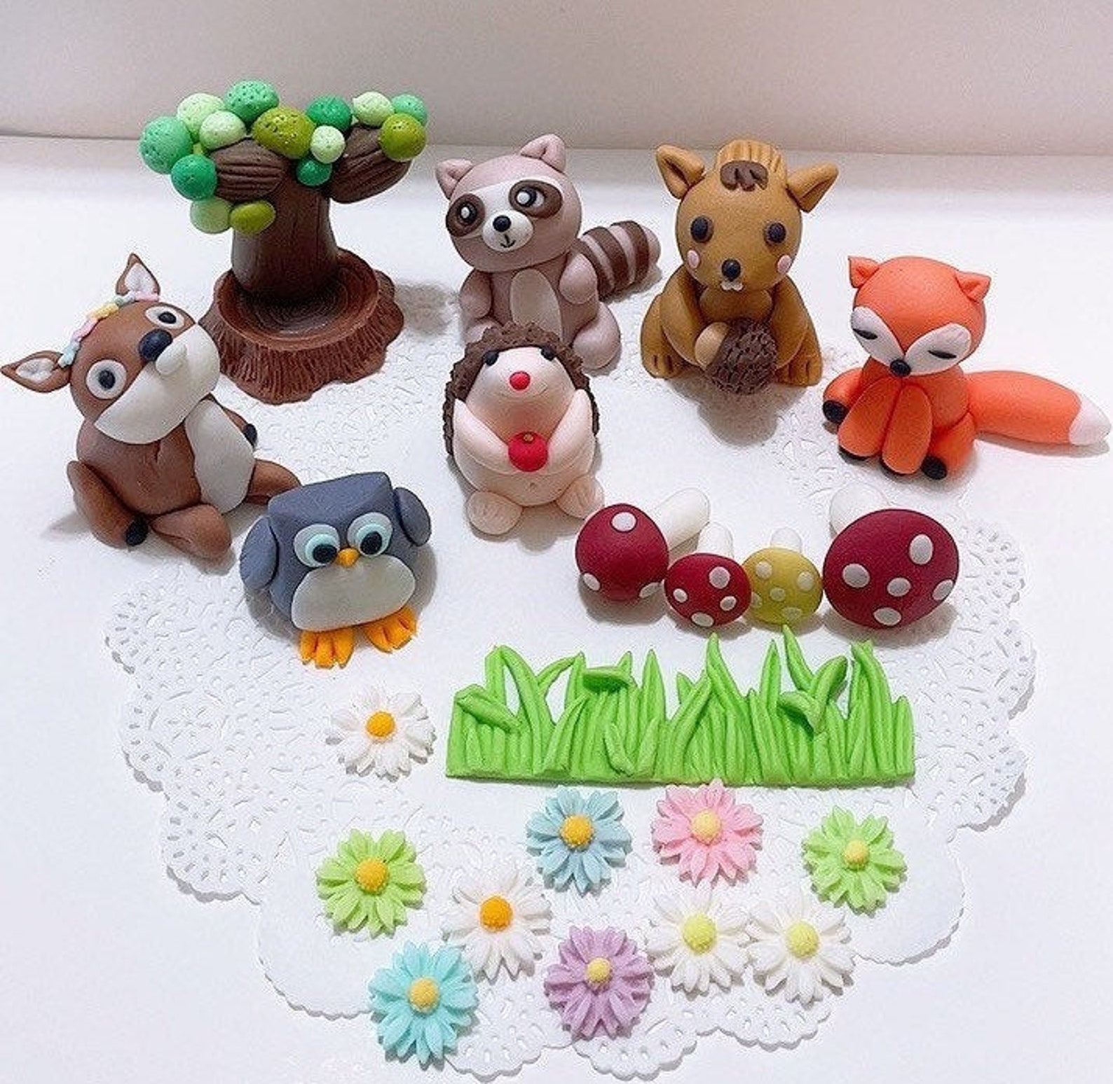 Fondant Woodland Cake Topper Forest Animals Cake Topper Fox - Etsy