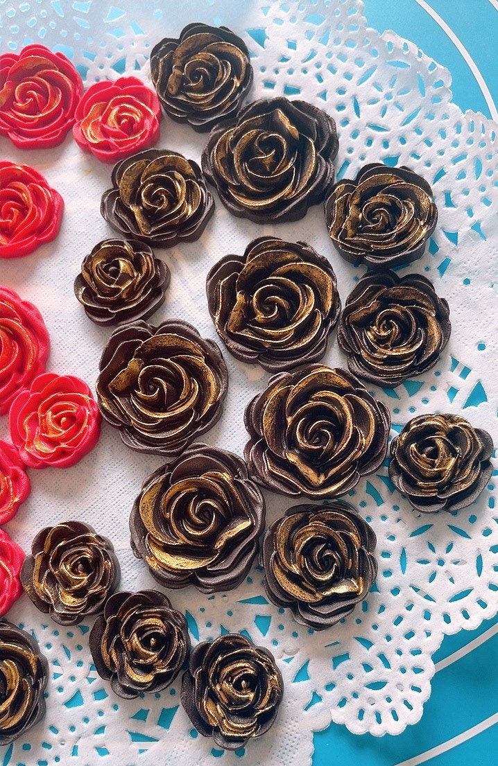 Rose Flower Cake Topper With Glitter/ Rose Cake Topper/ Rose - Etsy